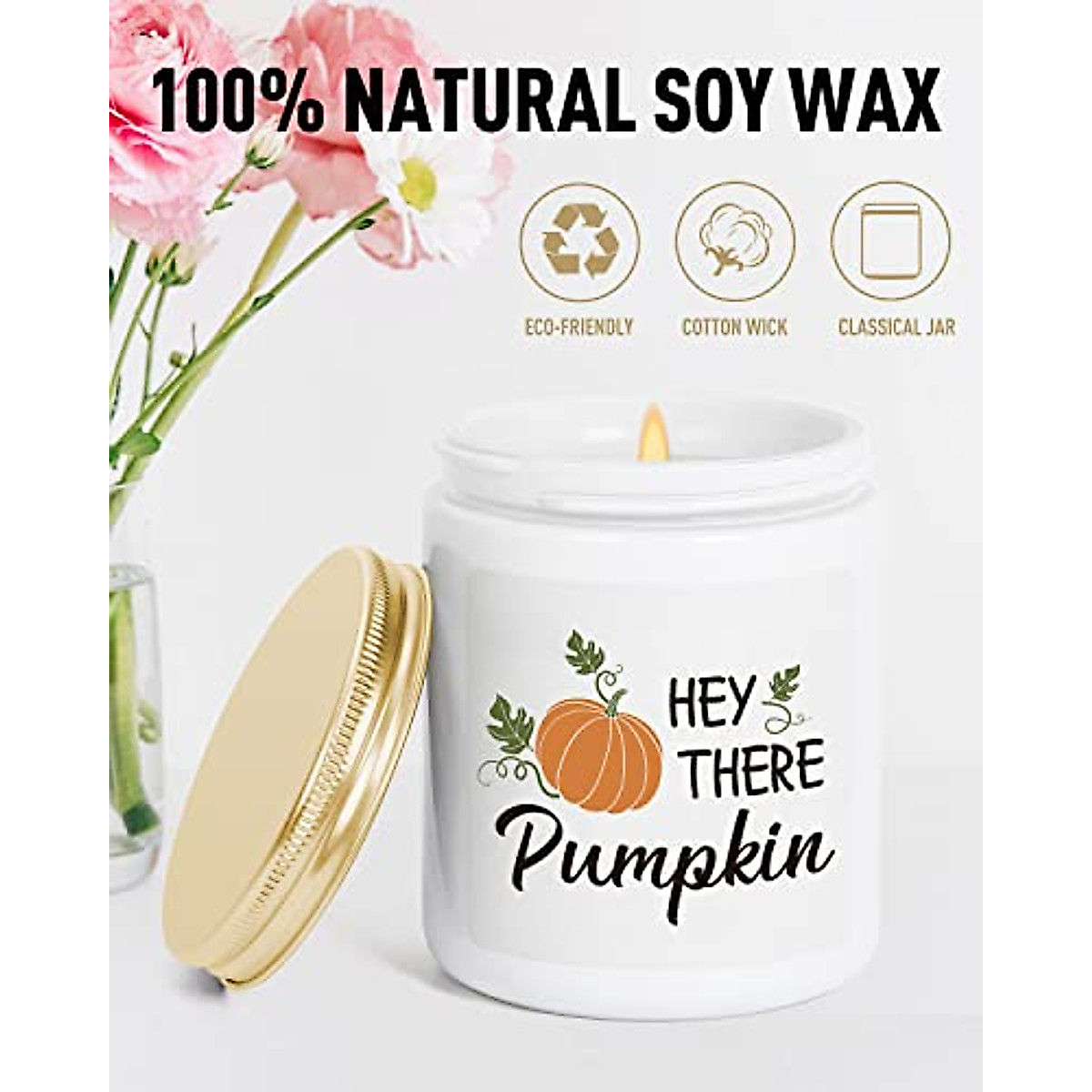 Christmas Gifts for Women - Christmas Candle, Hey There Pumpkin Candle, Christmas Decoration for Parties, Bars, Indoor and Patio, Lavender Scented Candle for Christmas Home Decor, Pumpkin Candle