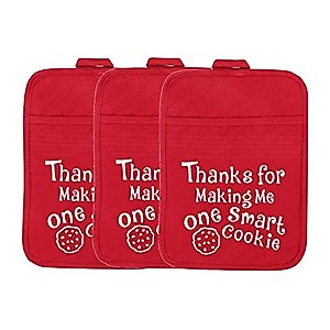 Teacher Appreciation Gift for Women - Thank You Present Potholder - One Smart Cookie Oven Mitt - Set of 2 (One Smart Cookie 3 pack)