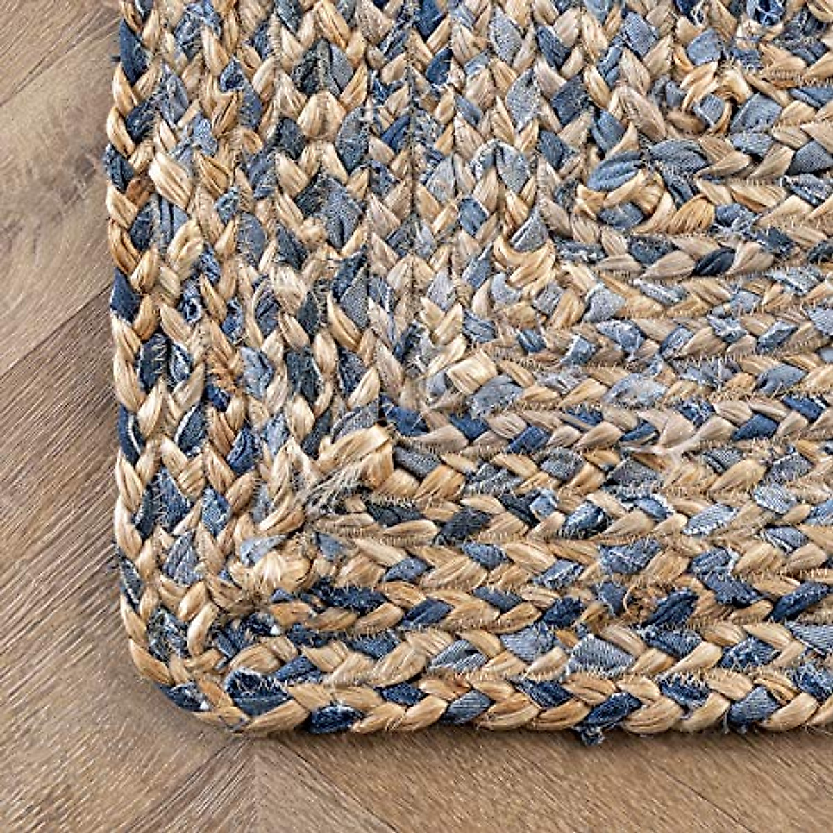 nuLOOM Eliz Braided Denim and Jute Area Rug, 4x6, Blue