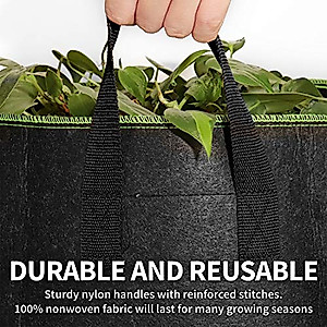 Garnen 10 Gallon Garden Grow Bags (5 Packs), Vegetable/Flower/Plant Growing Bags, Nonwoven Fabric Pots Planter for Outdoor and Indoor Planting