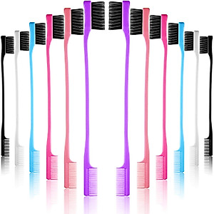 Yaomiao 12 Pieces Hair Edge Brushes Double Sided Edge Control Hair Comb Brushes Eyebrow Brush for Women Girls Natural Styling Hair Edge Brushes Combo Pack Smooth Comb Grooming 6 Random Color