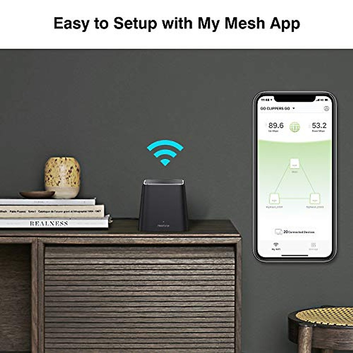 Meshforce M3s Mesh WiFi System (Midnight Black), Mesh Router for Wireless Internet Coverage, Replaces WiFi Router and Extender, Covers 6+ Bedrooms and 60+ Devices (3-Pack) (3-Pack)