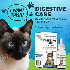 Nutrition Strength Digestive Care for Cats, Natural Constipation Relief for Cats and Kittens & Support for Diarrhea, Bloating, Bad Breath, Vomiting, Lack of Appetite, 60 Milliliters