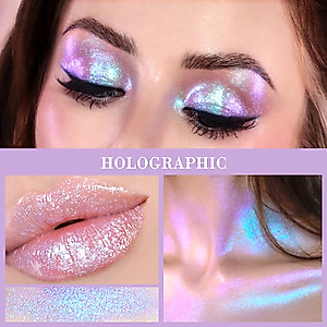 Hotiary Shimmer Glitter Liquid Eyeshadow Metallic Pigments Makeup Metals Gloss for Eyes Eyeliners Sparkling Eye Shadow Set Gift Shiny Pen Eyeliner Kit (Multichrome Purple)
