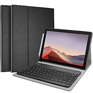 ProCase Keyboard Case for Surface Pro 7 (2019) /Pro 6 (2018) /Pro 5 (2017) /Pro 4 (2015) 12.3 Inch Tablet, Slim Lightweight Smart Cover with Magnetically Detachable Wireless Keyboard –Black