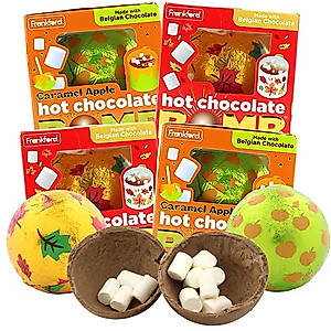 Limited Edition Hot Chocolate Melting Balls, Original and Caramel Apple Flavored Fall Treats, Mini Marshmallows Included, Seasonal Drink Mix, 1.6 Ounces (Pack of 4) (Original and Caramel Apple)