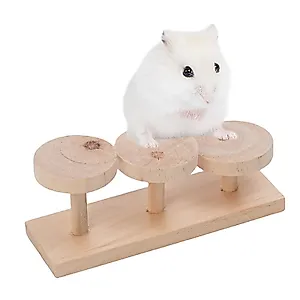 Hamster Platform Toy, Small Pet Wooden Platform Rat Climbing Chew Toy Rodent Ladder Bridge Wooden Hamster Playground Platform for Cage Accessories
