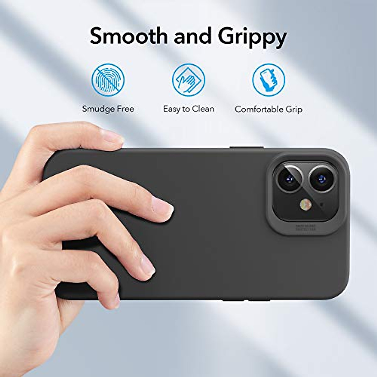 ESR Cloud Series Designed for iPhone Mini Case, Liquid Silicone Rubber Case [Comfortable Grip] [Screen & Camera Protection] [Velvety-Soft Lining] [Shock-Absorbing] for iPhone 2020, 5.4" ?Black
