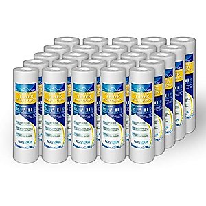 Sediment Water Filter Cartridge by Ronaqua 10"x 2.5", Four Layers of Filtration, Removes Sand, Dirt, Silt, Rust, made from Polypropylene (25 Pack, 5 Microns)