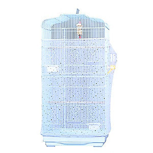 Bai You Mei Birdcage Cover Bird Cage Mesh Net Cover Adjustable Seed Feather Catcher Nylon Mesh Parrot Cage Skirt Round Square Cages- White