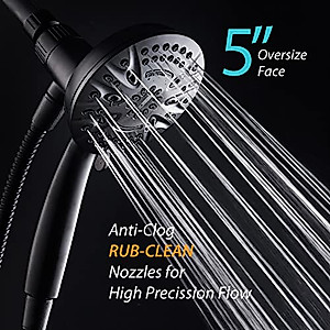 AquaDance New Magnetic Guidance Docking System - High-Pressure 8-setting Handheld Shower Head with Giant 5 inch Face, Magnetic Bracket, Extra-long 72 inch Stainless Steel Hose/Matte Black Finish