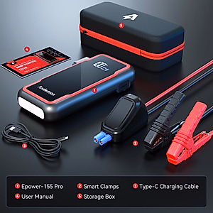 Andeman Car Jump Starter 3000A Peak 20000mAh (Start 9L Gas Engine or up to 7L Diesel Engine) Battery Charger Automotive, 12V Car Jumper, Power Bank Power Pack with Quick Charge Type-C Ports, Red
