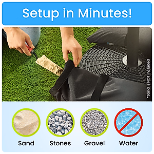 BaseMate Umbrella Base Weights | Outdoor Fillable Sand Bags for Weight | Weatherproof Patio Furniture Weights | 4 SandBags for 49 lb. | Arched Sand Bags to Hold Down Umbrella Stand & Outdoor Furniture