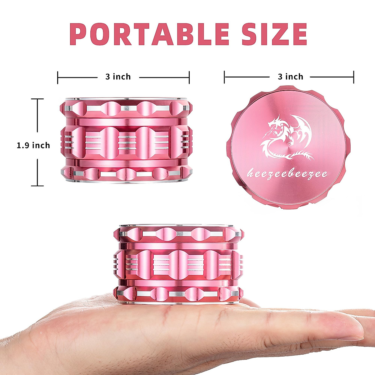 Large Spice Grinder 3 inch (Pink)