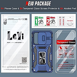 LeYi for Galaxy A53 5G Case: Samsung A53 5G Case with Slide Camera Cover + [2 Packs] Screen Protector, Full Body Military-Grade Case with Upgarde Kickstand for Samsung A53 5G, Navy Blue