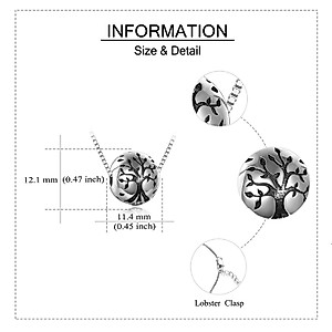 ONEFINITY Sterling Silver Tree of Life Urn Necklace for Ashes Round Family Tree Pendant Cremation Jewelry for Ashes of Loved Ones Keepsake