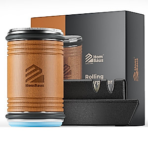 Rolling Knife Sharpener - Knife Sharpening Kit with Diamond and Corundum Discs for Steel of Any Hardness, 15 and 20 Degrees Magnetic Angle Base for Kitchen Knives, Chef Knife Set, Scissors