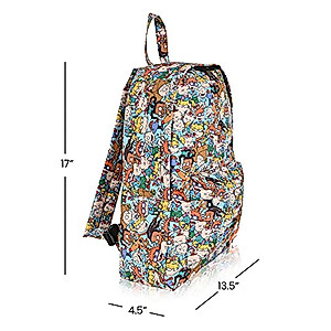 Nickelodeon Rugrats Reptar Classic Backpack - Light Blue Rugrats Reptar, Tommy, Chickie, Angelica and Susie Allover Knapsack