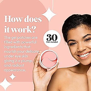 Rose Golden Under Eye Collagen Gel Mask - Bright Eyes Anti Aging Treatment For Dark Circles, Puffy Eyes, Bags, Fine Lines - 30 Pairs (60 Total Rose Gold Patches)