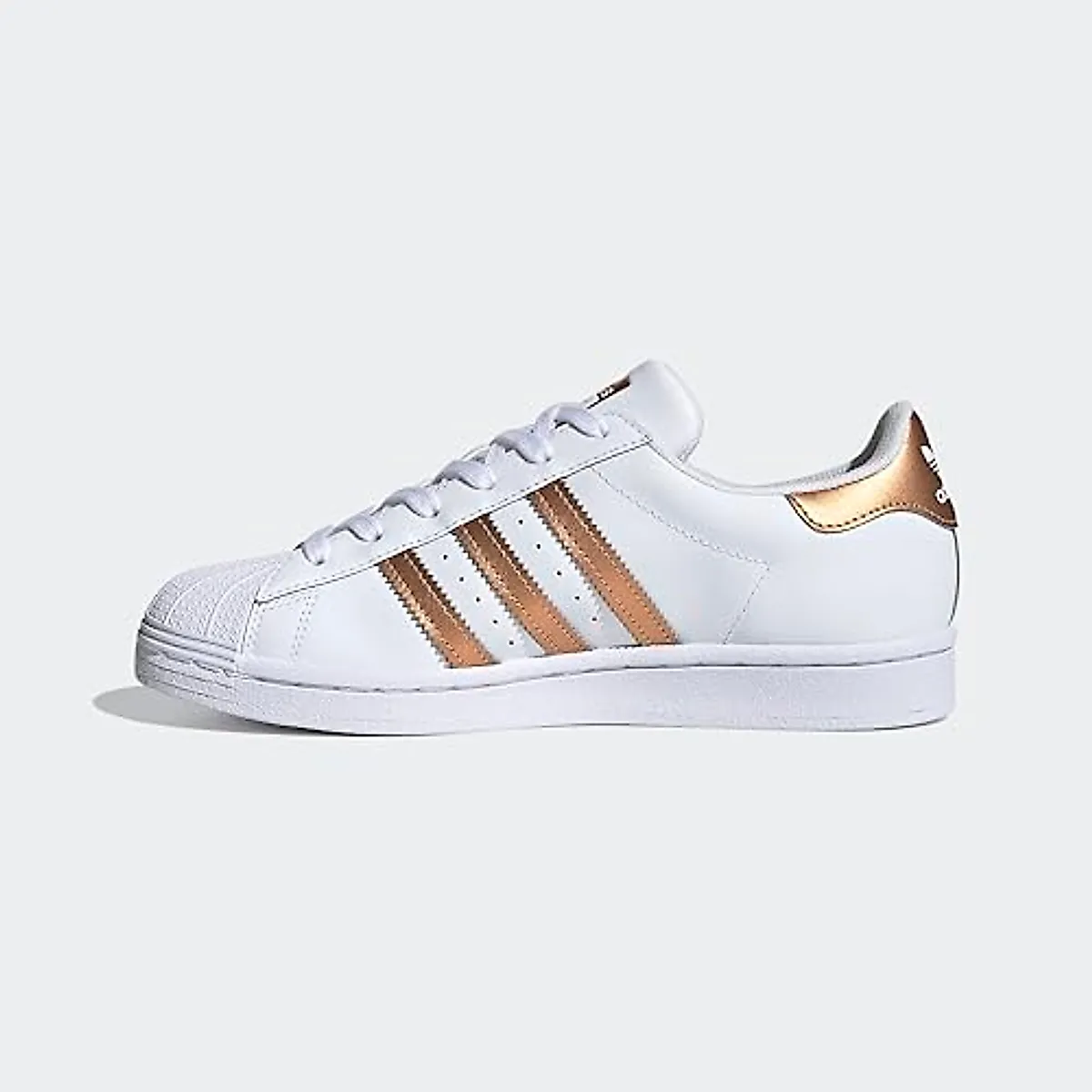adidas Originals womens Superstar Sneaker, White/Copper Metallic/Black, 7 US
