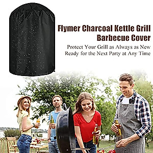 Flymer Charcoal Grill Cover Round Waterproof BBQ Grill Cover 30 Inch for Weber Charcoal Grill