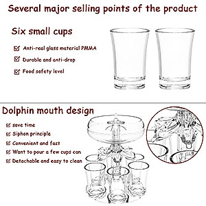 ALEVMOOM 6 Shot Glass Dispenser and Holder Dispenser For Filling Liquids Multiple 6 Shot Dispenser,Bar Shot Dispenser,Cocktail Dispenser,Carrier Liquor Dispenser Drink Tool,Dispenser With Slogan