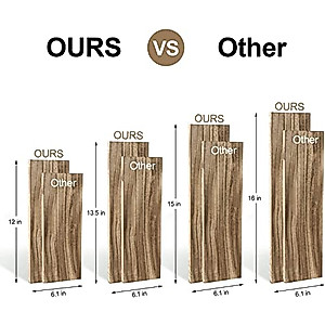 Klvied Floating Shelves Wall Mounted Set of 4, Rustic Wood Wall Shelves, Storage Shelves for Bedroom, Living Room, Bathroom, Kitchen, Office and More, Carbonized Black