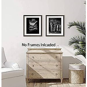 NIIO Western Cowboy Wall Art, Highland Cow Print, Boots Straw Hat and Longhorn Decor Vintage Farmhouse Canvas for Men's Bedroom, Set of 4(8inx10in, Unframed)