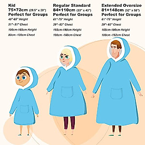 Hansleep Wearable Blanket Hoodie for Men and Women, Hoodie Blanket with Pockets and Sleeves Sweatshirt for Adults as A Gift - Azure Short