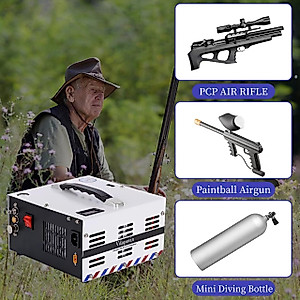 Pcp Air Compressor With Built-In Power Adapter,Oil/Water Free,Compact And Portable,4500psi/30mpa, Powered By 110v /220v Ac Or 12v Dc,Air Gun And Paintball/Scuba Tank Compressor Pump