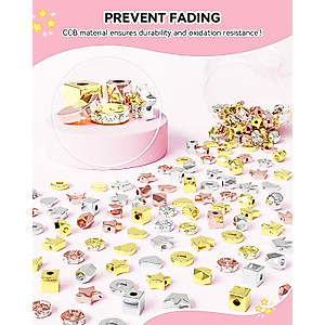 ARTDOT Gold Beads for Jewelry Bracelets Making, 1740 PCS 8 Styles Spacer Beads Kit (Gold, Sliver, Rose Gold)