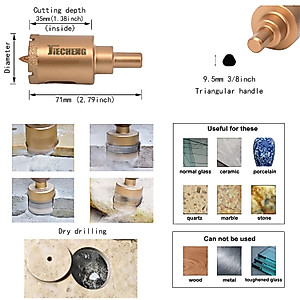 JIECHENG Brazed Diamond 1 inch Hole Saw with Center Drill Bit for Ceramic,Porcelain,Tile,Glass,Granite Quartz,Marble,Gemstone,Dry Drilling 25mm