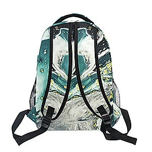 xigua Lightweight Backpack Marble Ripple Green Print Daypack Travel School Bag for College Women Men