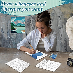 Sherr 12 Pcs Pre Drawn Canvas Pre Printed Canvas Set for Adults Cute Printed to Paint Set Theme Painting for Valentine Party Favor(Landscape)