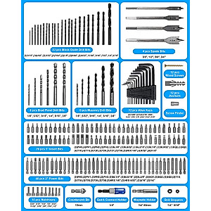 Drill Bit Set Screwdriver Bit Set, 201 Pcs Impact Driver Bits Kit with Carry Case, Combo Kit for Wood Metal Cement Drilling and Screwdriving, Tools for Gift and Home Maintenance