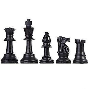 Chess Pieces, Plastic Chess Set International Chess Set Complete Chess Set Black and White (M)