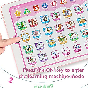 High Definition Pattern Kids Tablet Boys Learning Tablet Pc, Numbers, Math, Early Development Interactive Electronic Toy Baby Toys for Boys and Girls