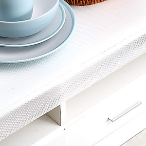 Shelf Liner Drawer Liner EVA Non-adhesive Non-slip Waterproof Table Place Mat Transparent for Cupboard Cabinet Refrigerator(#2 stripe 120 * 30cm)