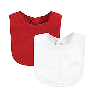 Hudson Baby Unisex Baby Drooler Bib with Waterproof Lining, Blue Red, One Size