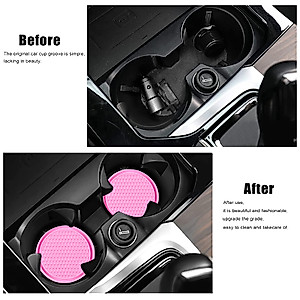 4 PCS Honeycomb Anti Slip Silicone Car Coasters, Universal Auto Fixed Tea Coaster (Pink)