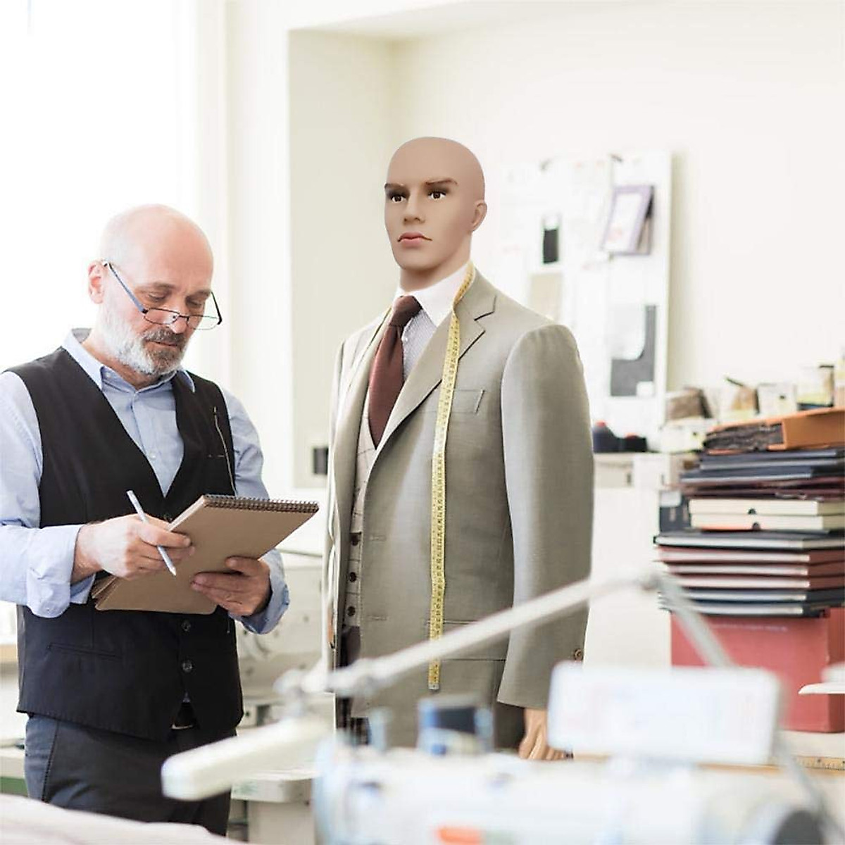 Male Mannequin Full Body Dress Form Sewing Dress Model Stand Adjustable 73 inch Realistic Detachable Manikin Body Display Head Arm Rotation Metal Base