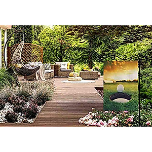 AOYEGO Golf Burlap Garden Flag Double Sided Premium Fabric Detail on the Lawn At Dusk, Golf Club Outdoor Decoration Banner for Yard Lawn 12.5" x 18"