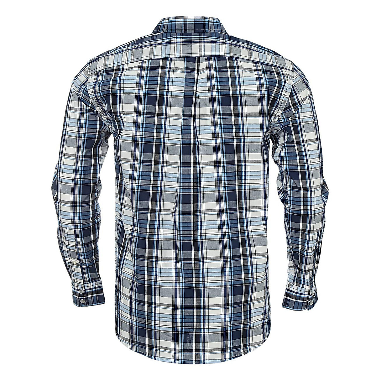 Western Shirts for Men with Snap Buttons Regular Fit Plaid Mens Long Sleeve Shirts Casual,Blue White 009, X-Large