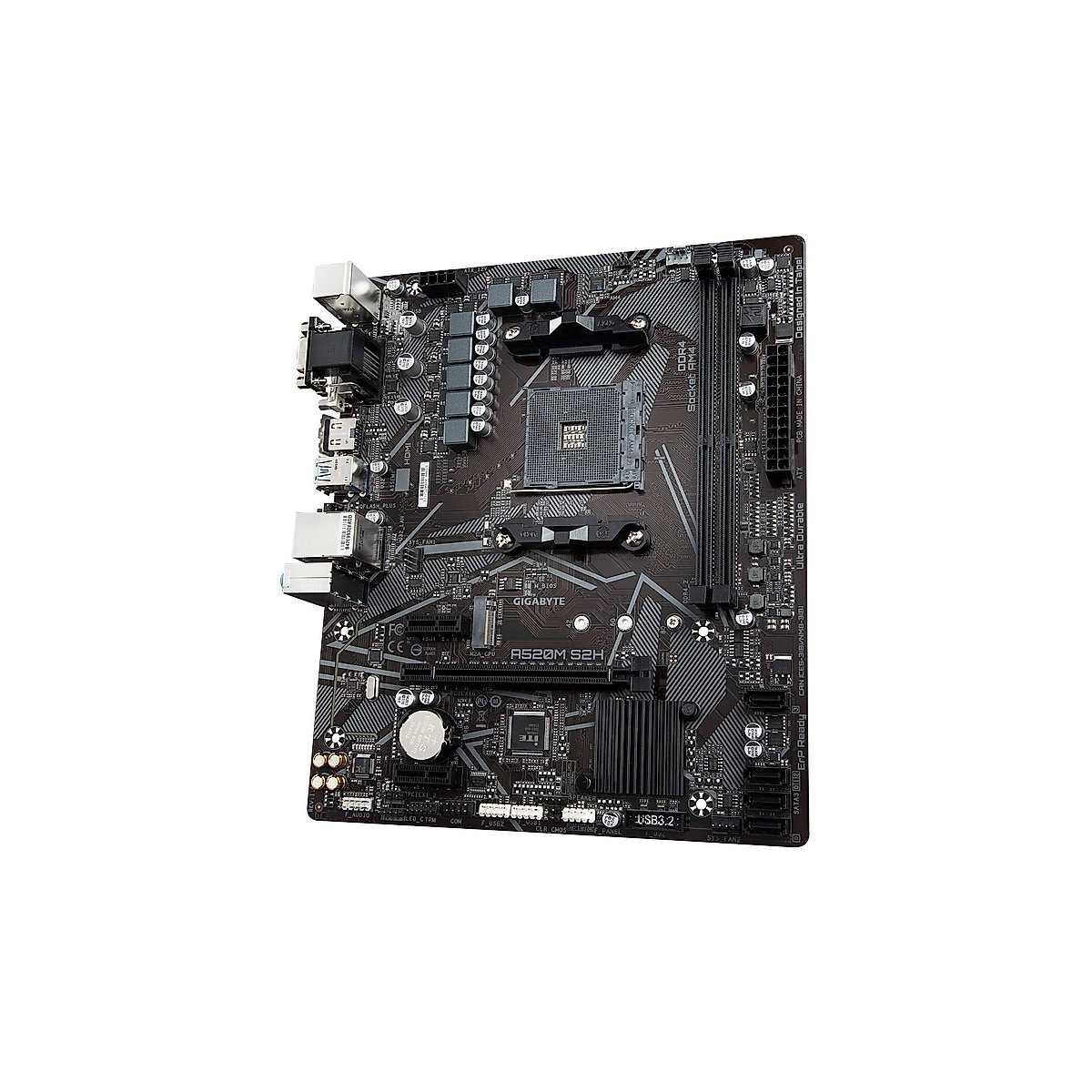 Gigabyte A520M S2H (AMD Ryzen AM4/MicroATX/4+3 Phases Digital PWM/Gigabyte Gaming GbE LAN/NVMe PCIe 3.0 x4 M.2/3 Display Interfaces/Q-Flash Plus/RGB Fusion 2.0/Motherboard)