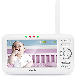 VTech VM5262 5" Digital Video Baby Monitor with Pan & Tilt Camera and Full-Color White (Renewed)