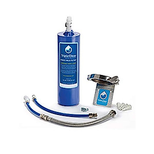 Triple Clear Force Field Filter Under Sink Water Filter System | Improves Taste & Odor | Removes Harmful Contaminants | Hardware Included | Blue