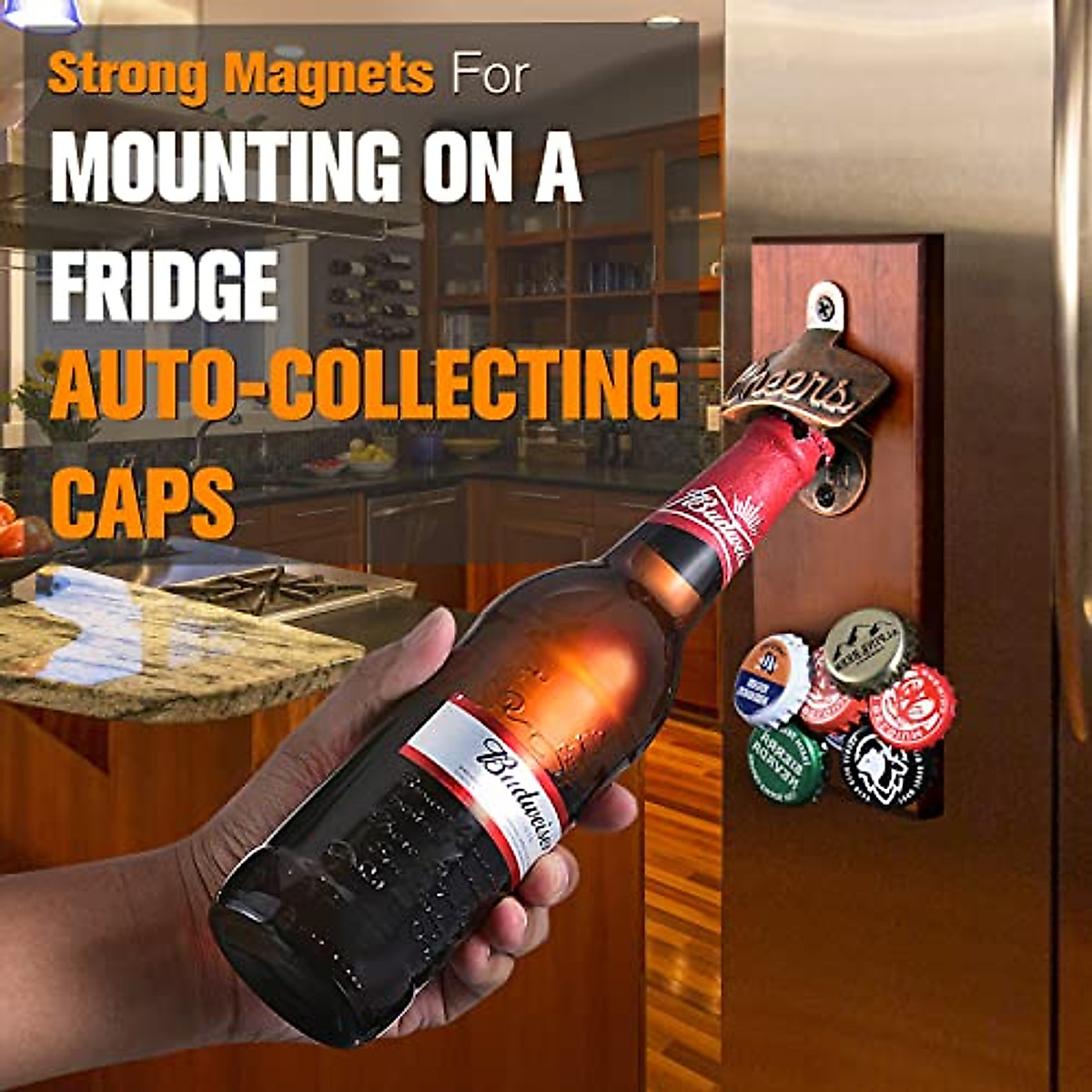 Gifts for Men Dad, Wall Mounted Magnetic Beer Bottle Opener, Valentines Day Anniversary Birthday Gift for Him Husband Grandpa, Cool Stuff Gadgets Housewarming Wedding Presents