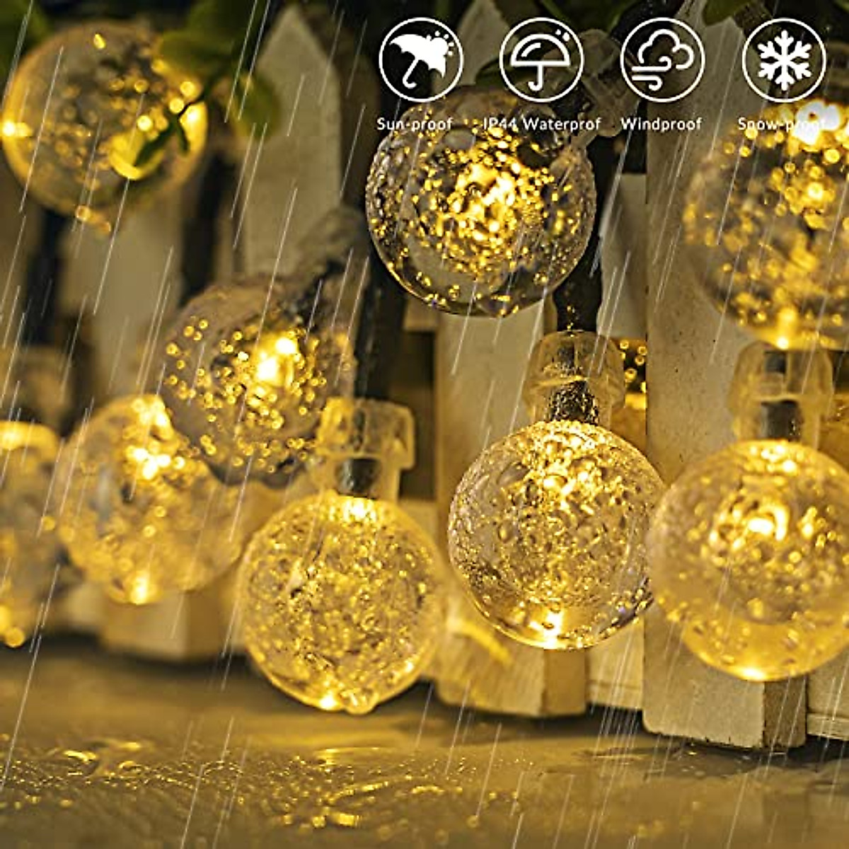 koopower 15ft String Lights 30 Crystal Ball LED Plug in with Remote (Timer, 8 Modes, Dim+-) for Garden Patio Yard Home Christmas Parties Wedding (Warm White)
