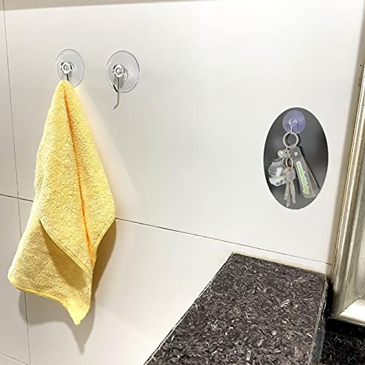 COLOGO 40 Pieces Suction Cup Hooks Assorted Size, Clear PVC Suction Cups with Metal Hooks Heavy Duty Removable Large and Small Wall Hooks for Kitchen Bathroom Shower Hanging Organizer Supplies