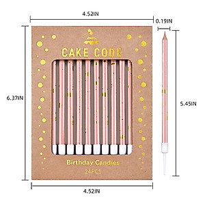 CAKE CODE Pink Gold Long Thin Birthday Candles, Cake Candles, Birthday Parties, Wedding Decorations, Party Candles